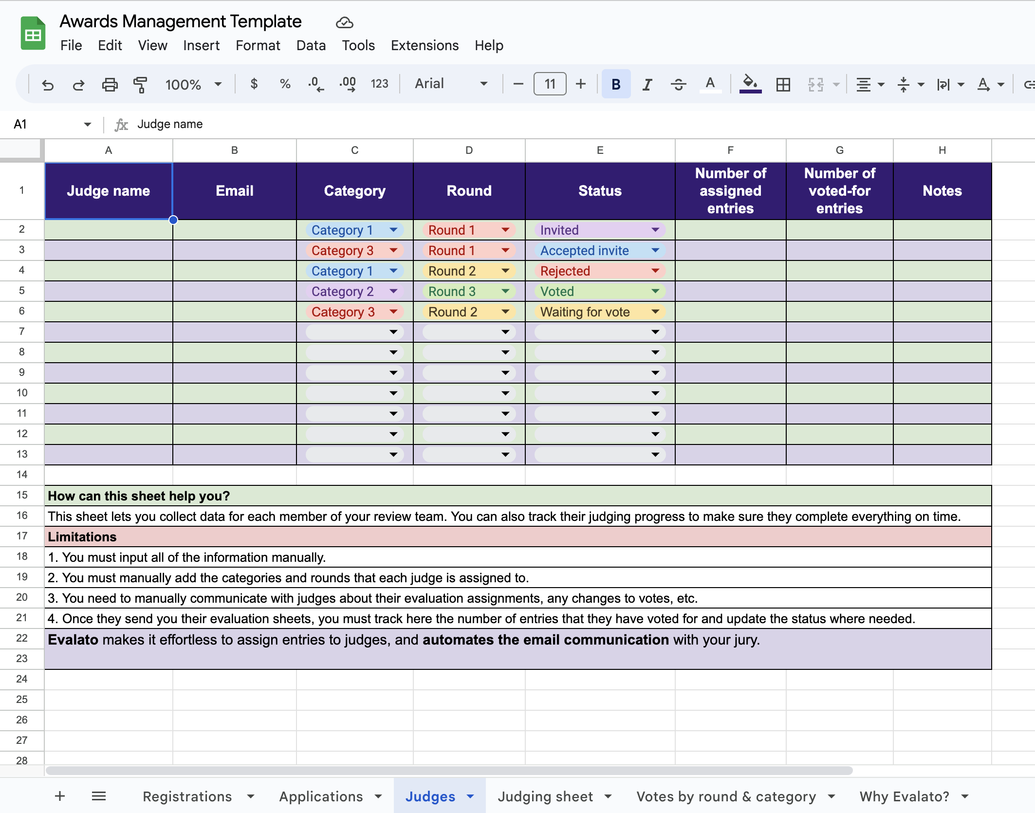 Managing awards with spreadsheets — mission (im)possible? (free template included) - Evalato's Blog